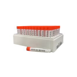 Micronic 1.4 external thread hybrid orange capped tubes in 96-4 rack